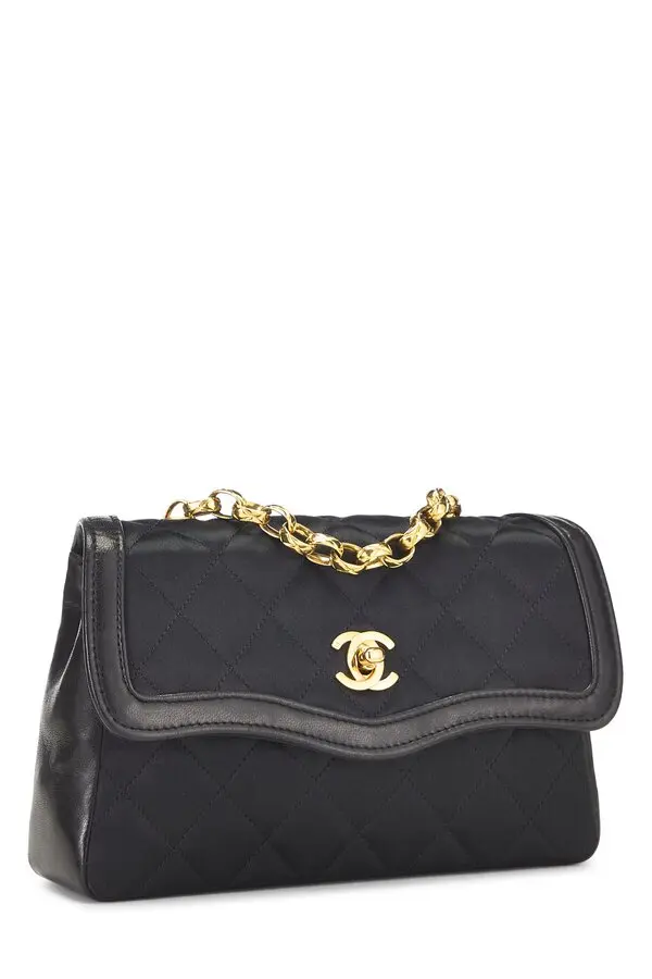 Chanel Quilted Satin Curved Flap Bag