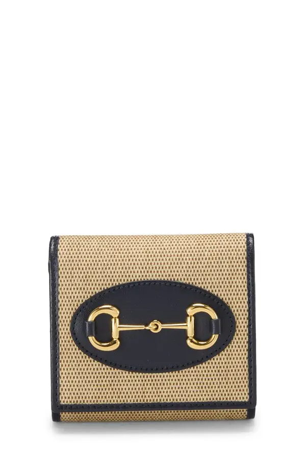Gucci Canvas Horsebit Compact Wallet - Navy