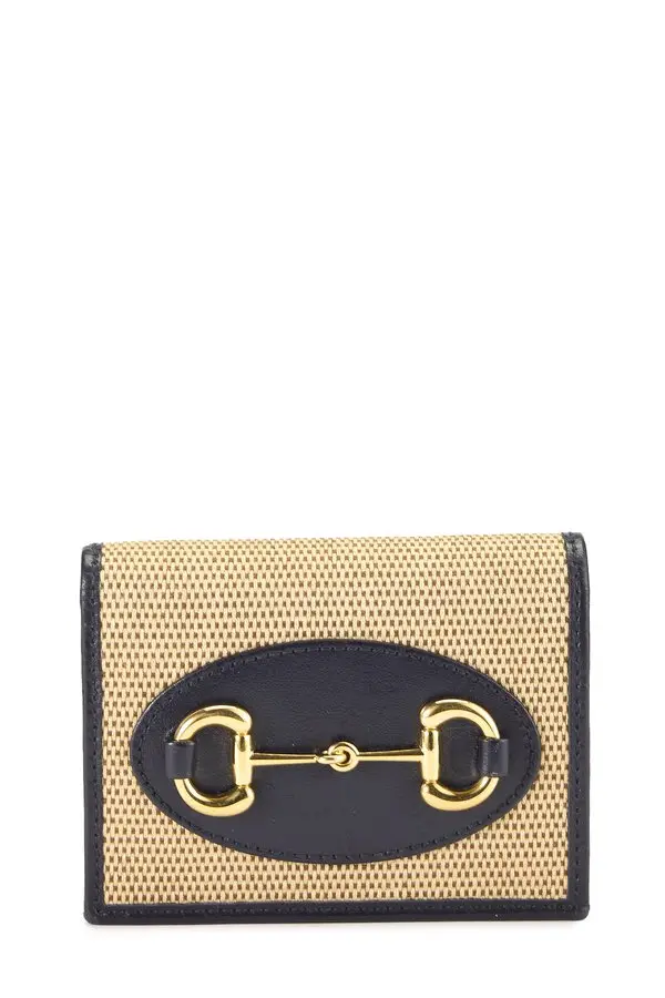 Gucci Canvas Horsebit Compact Wallet - Navy
