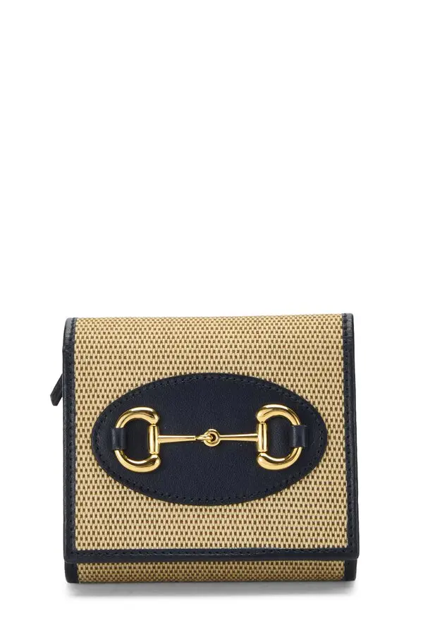 Gucci Canvas Horsebit Compact Wallet - Navy