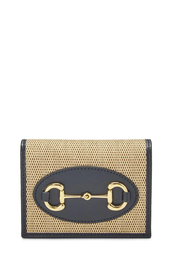 Gucci Canvas Horsebit Compact Wallet - Navy