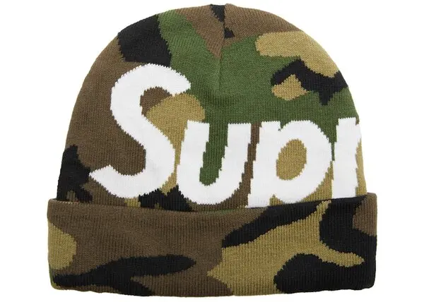 Supreme Logo Beanie - Woodland Camo