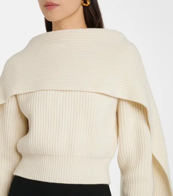 Erdem Cropped Wool And Cashmere Sweater With Scarf