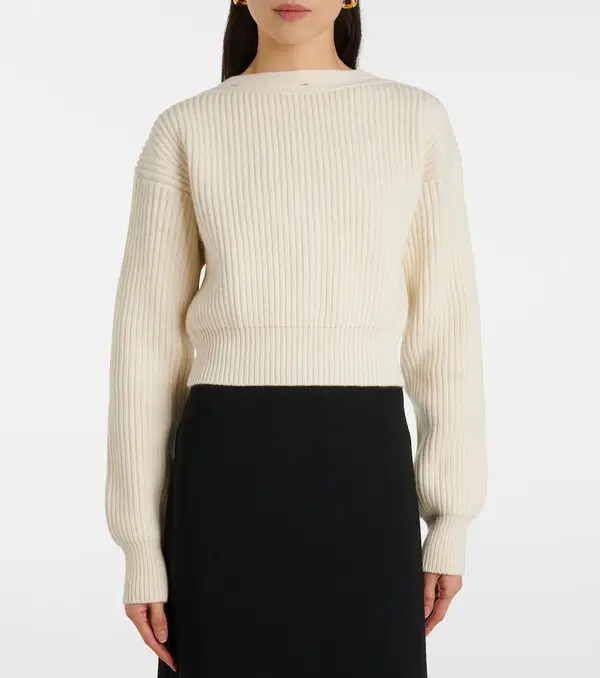 Erdem Cropped Wool And Cashmere Sweater With Scarf