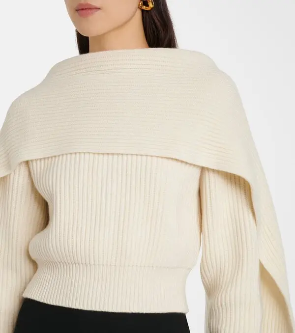Erdem Cropped Wool And Cashmere Sweater With Scarf
