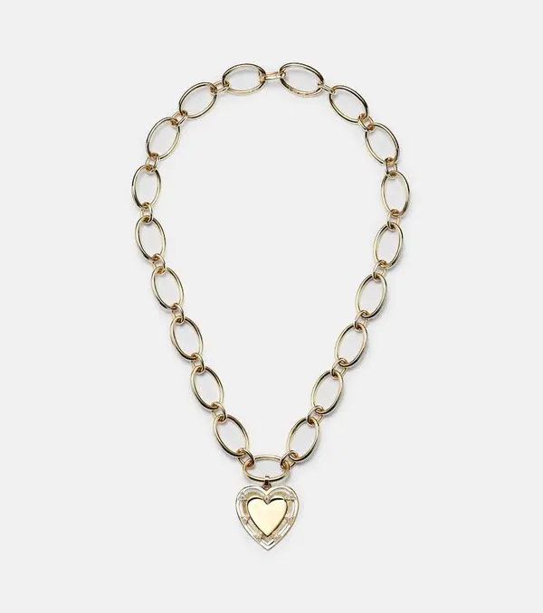 FOUNDRAE Love Heart Token 18kt Pendant Necklace With Diamonds - Gold