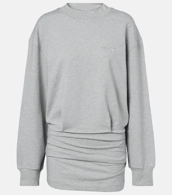 Attico Cotton-blend Jersey Hooded Dress - Grey