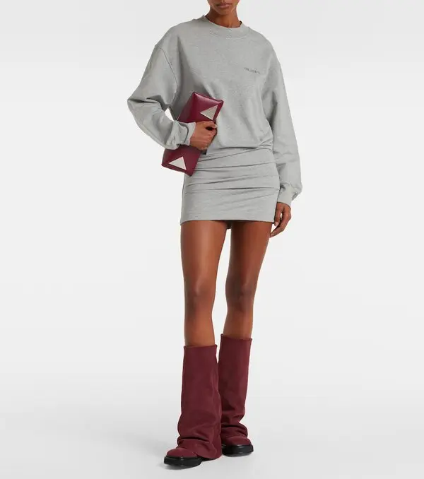 Attico Cotton-blend Jersey Hooded Dress - Grey