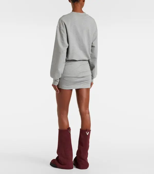 Attico Cotton-blend Jersey Hooded Dress - Grey