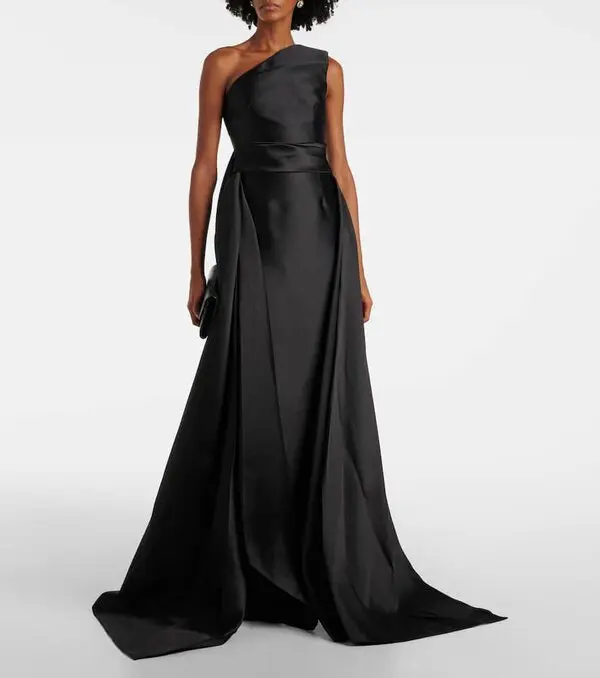 Solace London One-shoulder Twill Gown