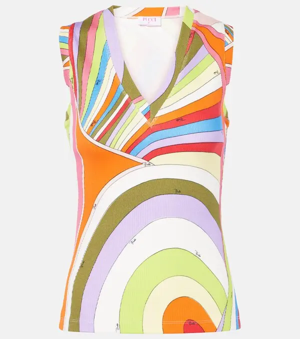 Emilio Pucci Iride Ribbed-knit Tank Top - Multicoloured