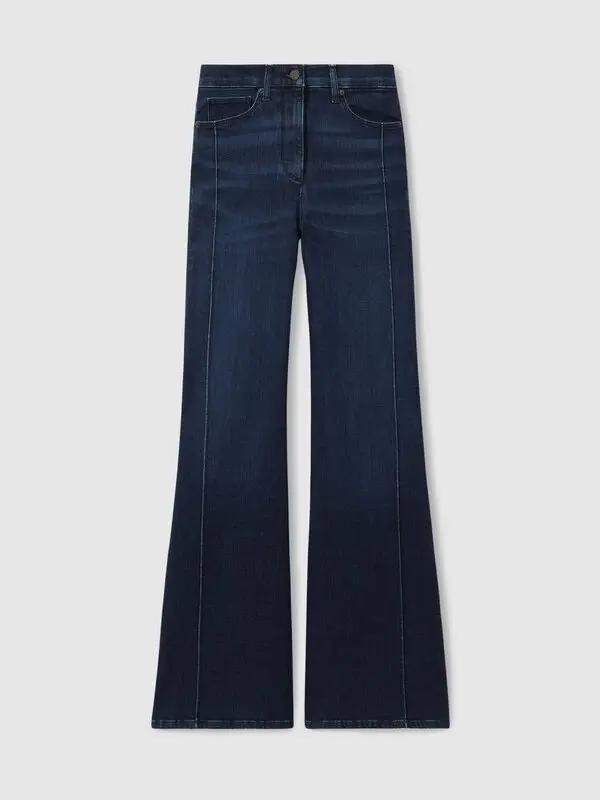 REISS Heather Stretch-cotton Wide-leg Jeans - Dark Blue
