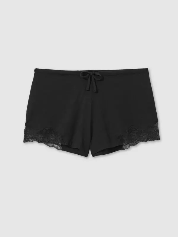 Reiss Demi Lace-Trimmed Jersey Shorts In Black - 62% Off