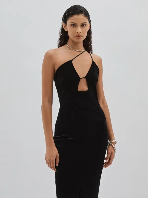 UNDRESS CODE Plunge-neck Velvet Maxi Dress