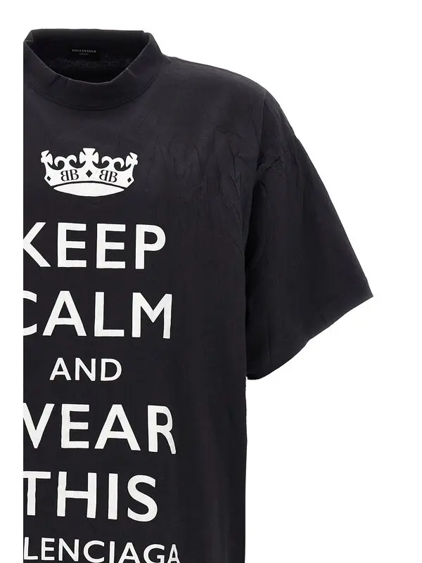 Balenciaga Keep Calm' T Shirt In White/Black - 27% Off | Editorialist