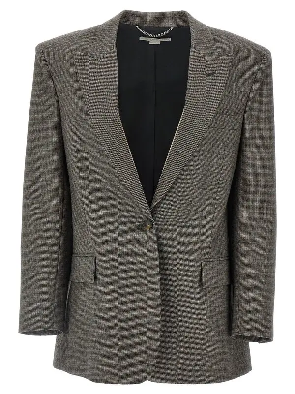 Stella McCartney Single Breasted Micro Houndstooth Blazer