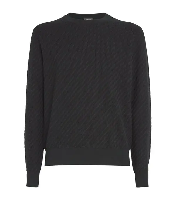 Brioni Cotton-silk-cashmere Trama Weave Crew Neck Sweater