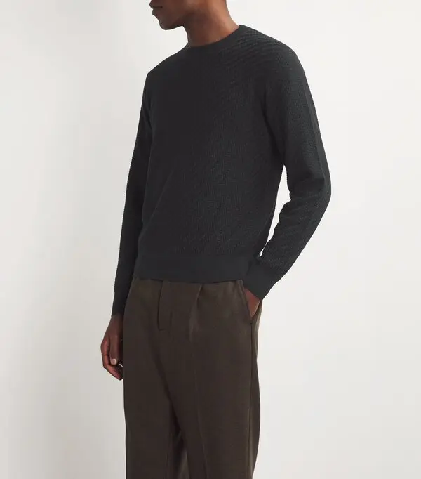 Brioni Cotton-silk-cashmere Trama Weave Crew Neck Sweater