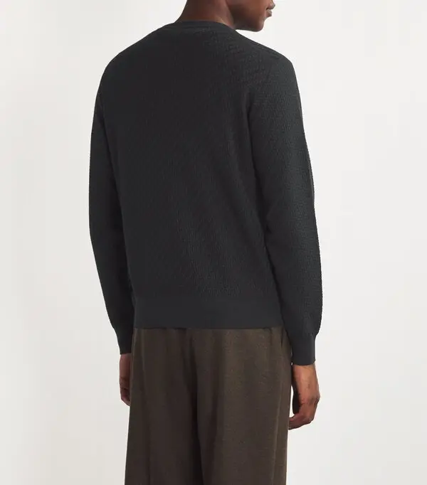 Brioni Cotton-silk-cashmere Trama Weave Crew Neck Sweater