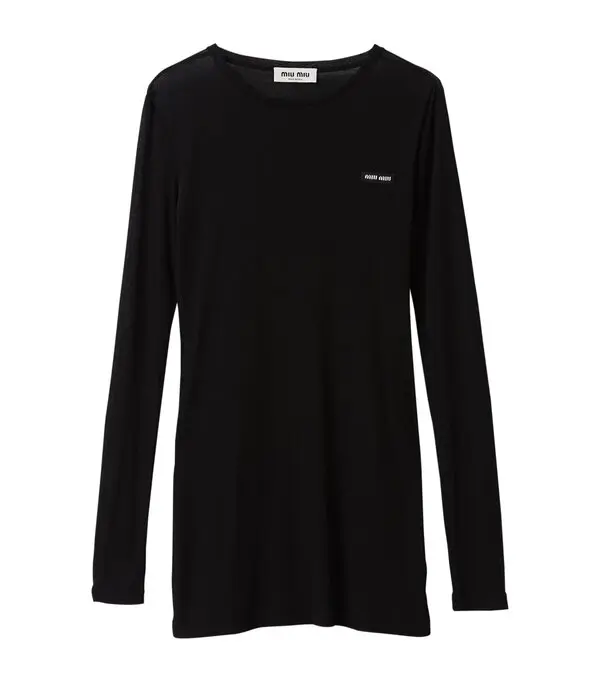 Miu Miu Cotton Mini Dress With Logo