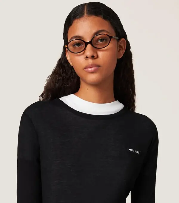 Miu Miu Cotton Mini Dress With Logo