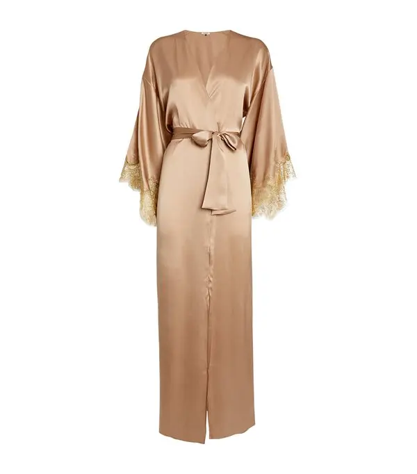 GILDA & PEARL Silk Gina Long Robe - Beige