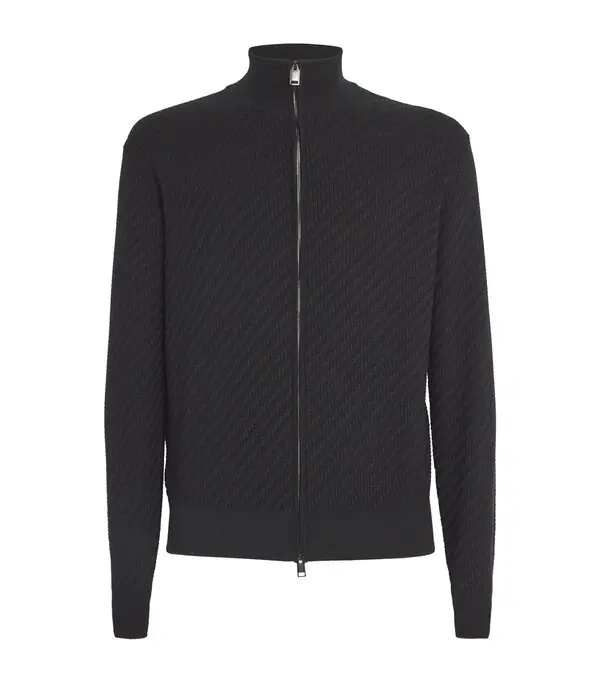 Brioni Cotton-silk-cashmere Zipped Sweater - Black