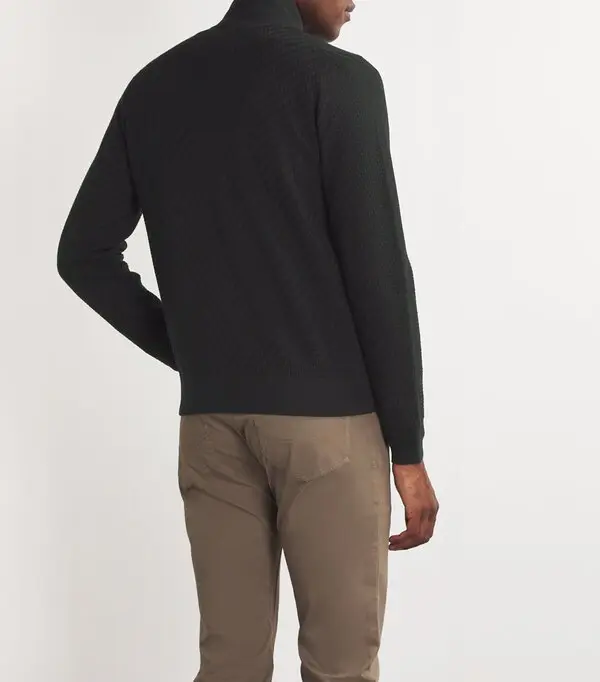 Brioni Cotton-silk-cashmere Zipped Sweater