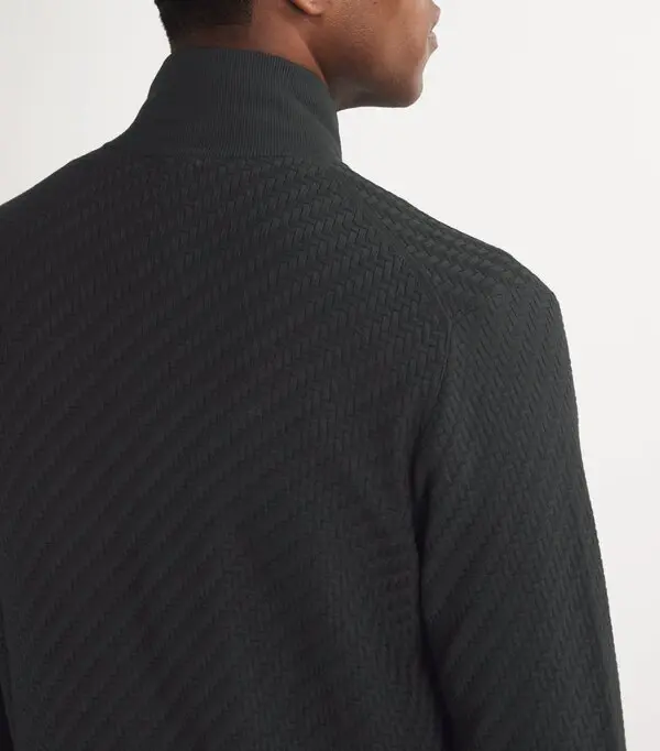 Brioni Cotton-silk-cashmere Zipped Sweater