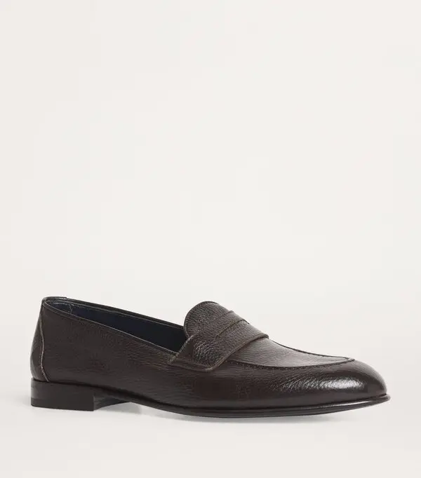 Brioni Grained Deerskin Leather Appia Loafers