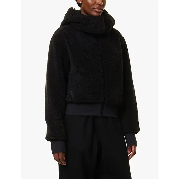 Alo Yoga Foxy Sherpa Hooded Fleece Jacket In Black - 53% Off