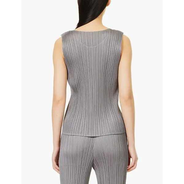 Issey Miyake Basic Sleeveless Pleated Top