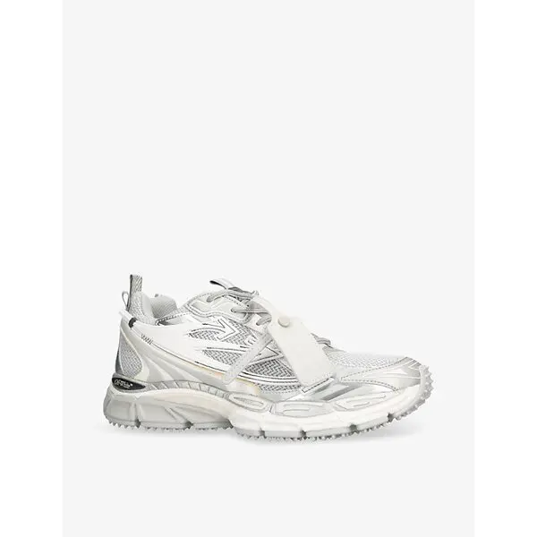 Off-White Mesh And Faux-leather Low-top Trainers - Silver