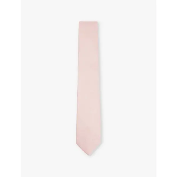 REISS Ceremony Textured Woven Tie - Light Pink