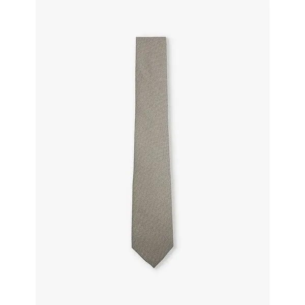 REISS Ceremony Textured Woven Tie - Light Sage