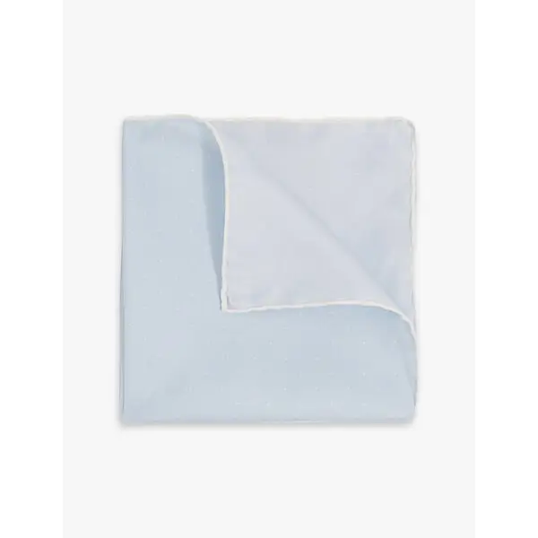 REISS Liam Polka-dot Silk Pocket Square - Light Blue