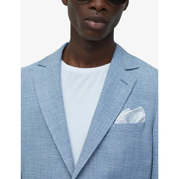 REISS Liam Polka-dot Silk Pocket Square - Light Blue