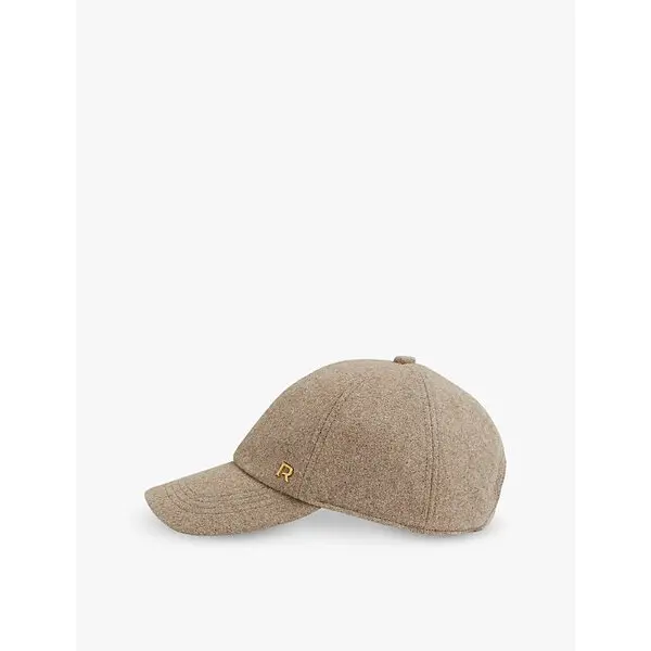 REISS Wool-blend Cap With Brand Plaque - Taupe