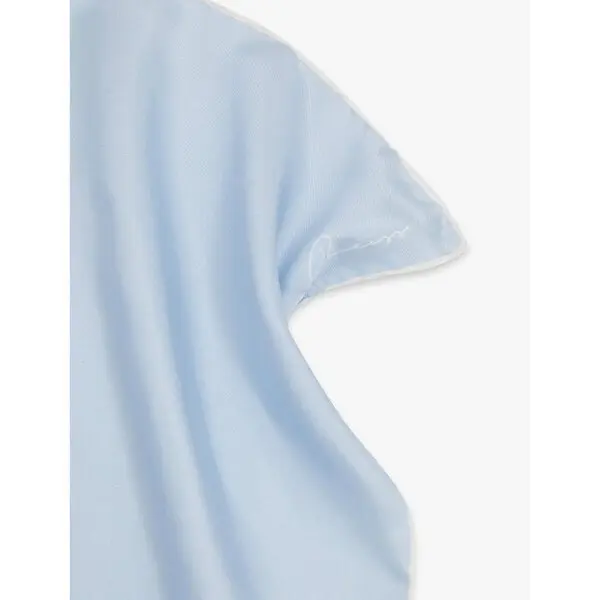 REISS Ceremony Contrast-piping Silk Pocket Square - Light Blue