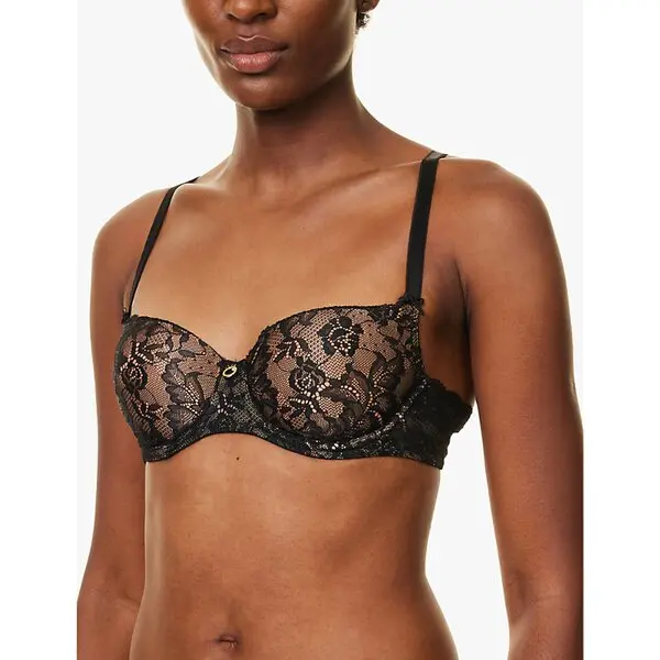 AUBADE Rosessence Comfort Half-cup Stretch-lace Bra - Noir