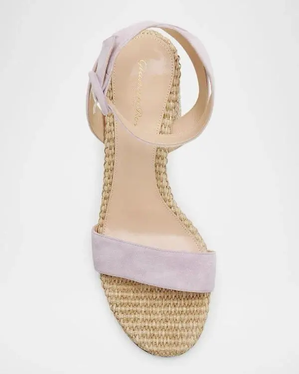 GIANVITO ROSSI Suede And Raffia Espadrille Sandals - Lilac