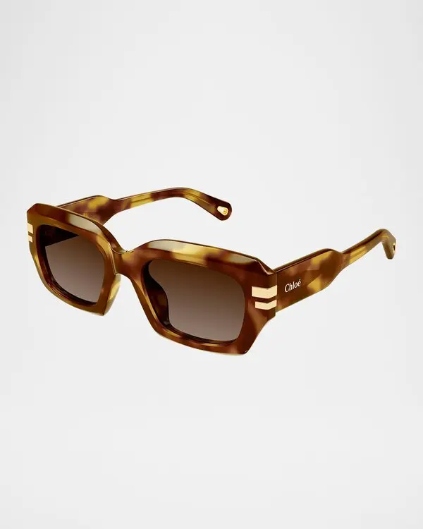 Chloé Rectangle Acetate Sunglasses - Shiny Yellow Havana
