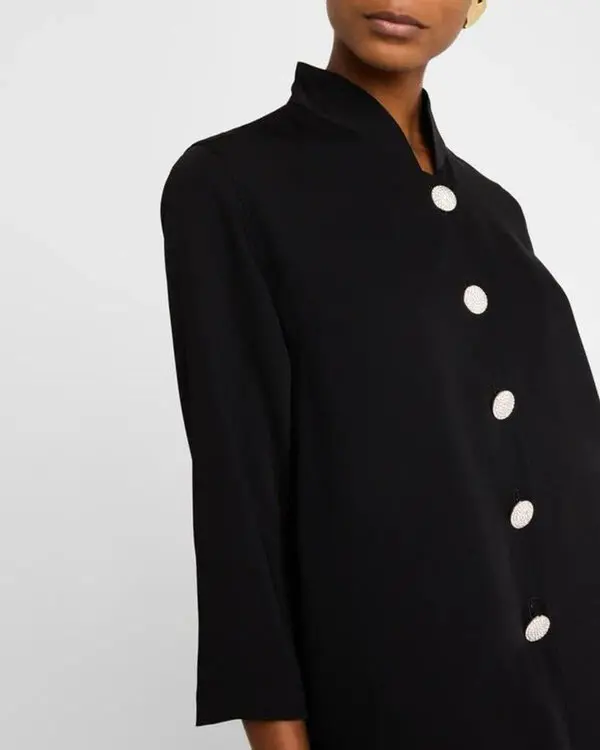 Caroline Rose Rhinestone-button Matte Crepe Jacket