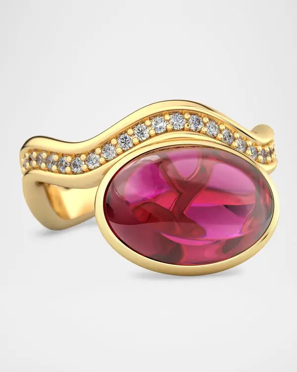 JAMIE TURNER Aurora Cocktail Ring With And Diamonds - Rubellite
