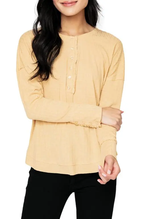 GIBSONLOOK Ruffle Trim Pointelle Henley