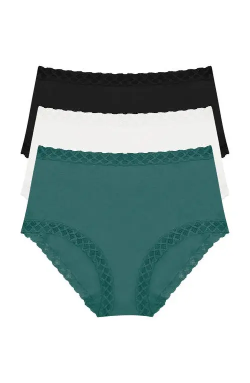 Natori Bliss Cotton Full Brief 3-pack - Aspen Green/coconut/black