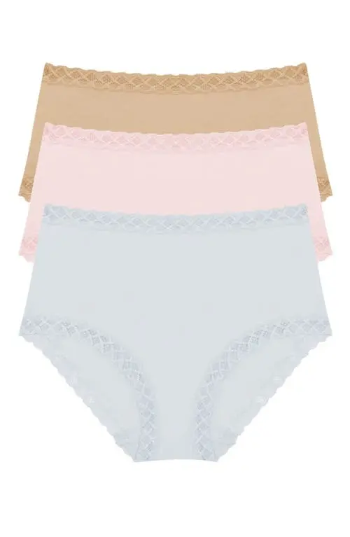 Natori Bliss Cotton Full Brief 3-pack - Quarry/pink Sky/cafe