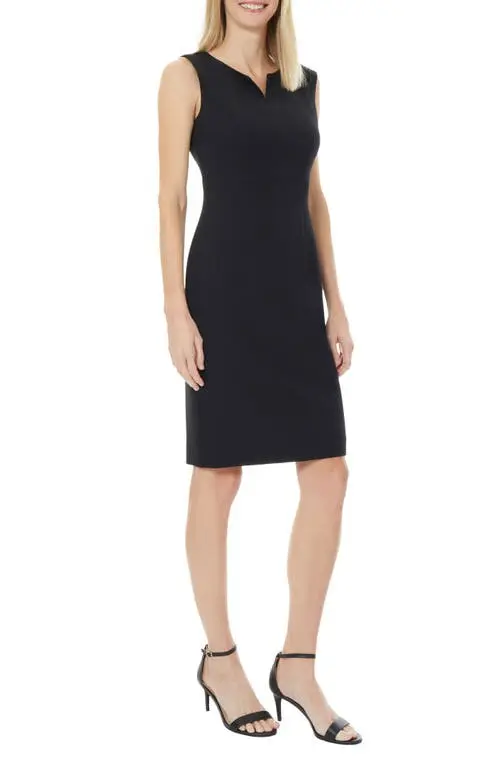 KASPER Notch Neckline Sleeveless Sheath Dress - Black