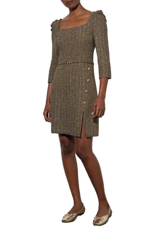 Ming Wang Metallic Tweed Sheath Dress
