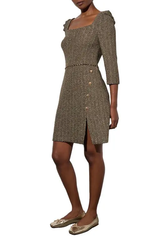 Ming Wang Metallic Tweed Sheath Dress
